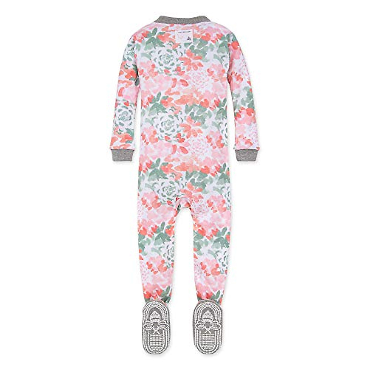 Burt's Bees Baby baby girls Pajamas, Zip Front Non-slip Footed Pjs, 100% Organic Cotton and Toddler Sleepers, Tossed Succulent, 12 Months US