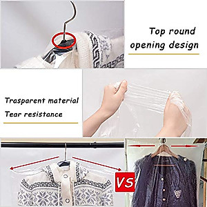 Voilamart 100 Pack Garment Bags, 47 Inch Dry Cleaning Laundrette Bag, Transparent Plastic Garment Bags, Dustproof Polythene Garment Clothes Cover for Dry Cleaner, Home Storage Closet, Travel