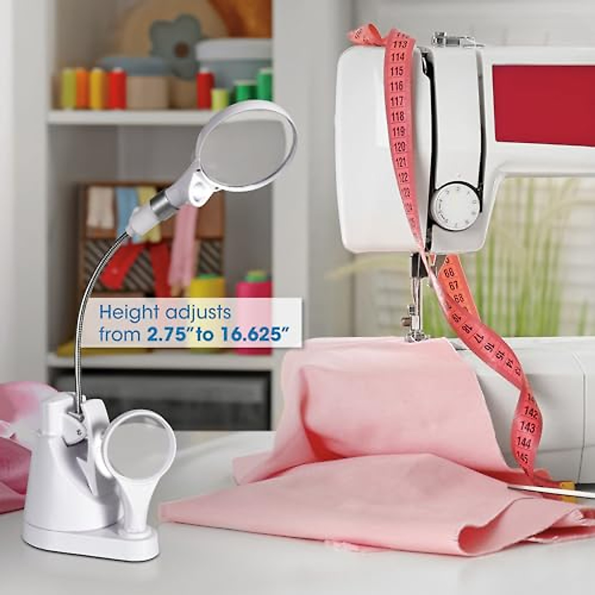 OttLite LED Clip & Freestanding Dual Magnifier Lamp - Adjustable Neck, Light for Crafting & Reading