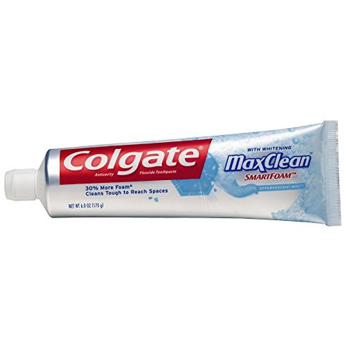 Colgate Max Clean Whitening Foaming Toothpaste with Fluoride, Effervescent Mint, 6 Ounce, 4 Pack