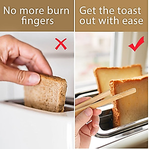 2 Pcs Toaster Tongs Bamboo Tongs Reusable Wooden Tongs Small Serving Tongs 7 Inches Long Tongs for Candy Pickle Waffle Sandwich Kitchen Grabber Tool