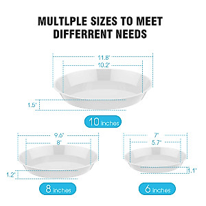 UPMCT 6 Pack Plant Saucer, 4 6 8 10 12 Inch Durable Plant Tray Flower Pot Saucer Round Pallets for Indoors and Outdoor, Plant Container Accessories (6 Inch, White)