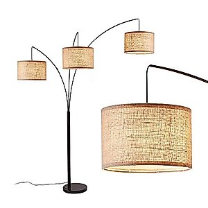 LHLYCLX Arc Lamps for Living Room, Multi Head Tree Floor Lamp for Bedroom, 3 Lights Standing Lamps Hanging Over The Couch (Black)