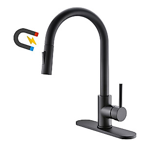 Havin Black Kitchen Faucet with Pull Down Magnetic Sprayer with Black Pot Filler Faucet