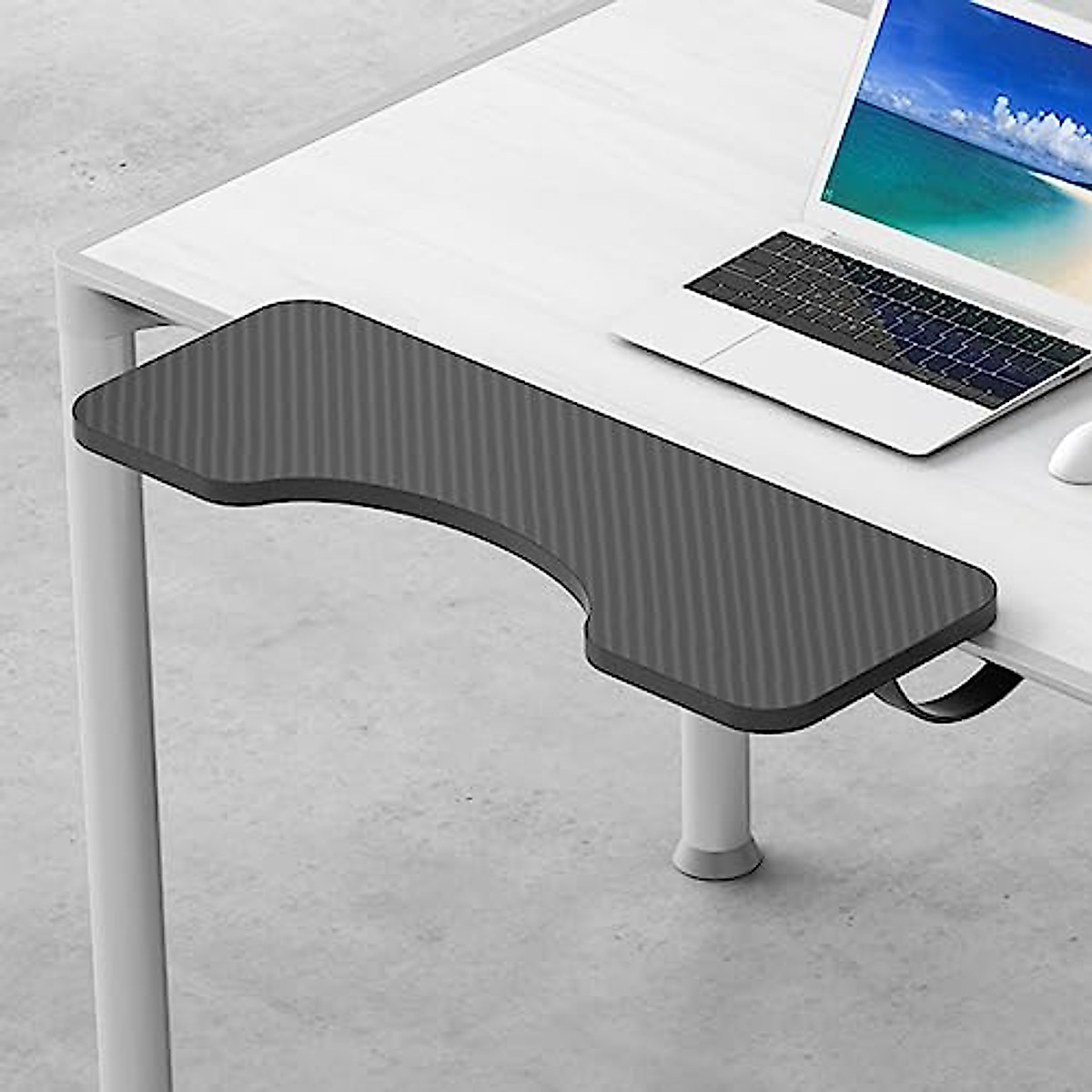 alfd suoke Ergonomics Desk Extender Tray, Computer Keyboard and Mouse Tray with Arched Design, Easy Installation, Table Mount Arm Wrist Rest Shelf, Computer Elbow Arm Support 25.1''×9.4''