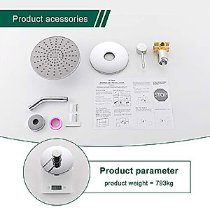 Aihom Shower Faucet Chrome Shower Head Set, Single Handle Brass Rough-in Valve Shower System with Shower Arm and 8-Inch Touch-Clean Shower-head Shower Trim Kit