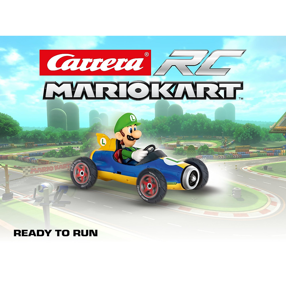 Carrera RC Official Licensed Mario Kart Mach 8 Luigi 1: 18 Scale 2.4 Ghz Remote Radio Control Car with Rechargeable Lifepo4 Battery - Kids Toys Boys/Girls, (Model: 181067)