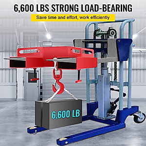 VEVOR Forklift Lifting Hook, 6600lbs Capacity Forklift Lifting Hoist, Red Forklift Mobile Crane with Swivel Hook and Two Large T-Screws, Hook Forklift Lifting Hoist, Fork Lifting Attachment