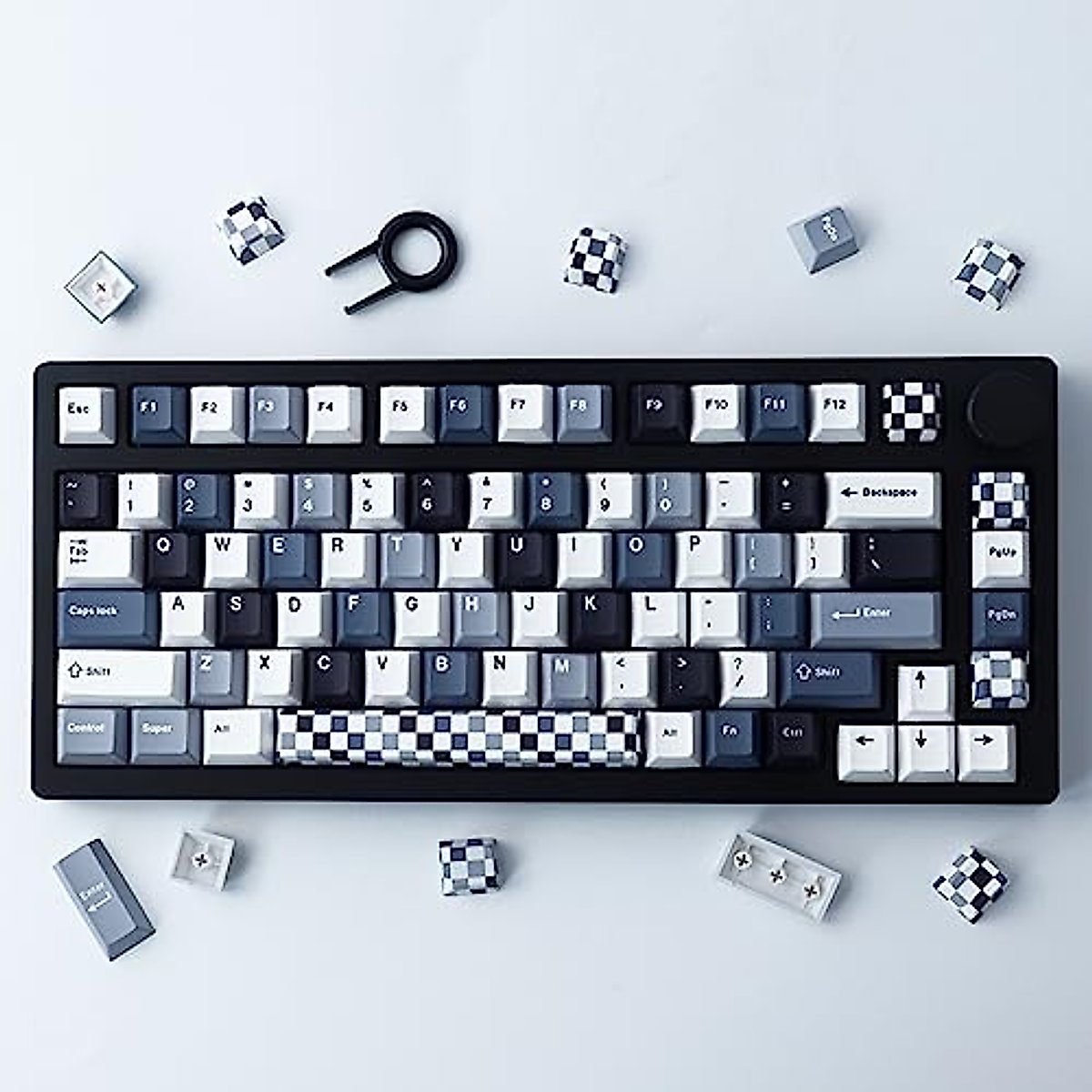 TYRIXKI PBT Keycaps 134 Keys Mosaic Custom Keycaps Dye-Sublimation Set with 7U Spacebar Cherry Profile for US Layout Cherry MX Swithes Mechanical Keyboards