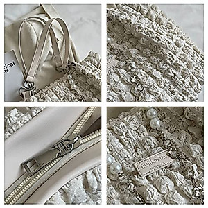 Tote Bags for Women Girls, Soft Shoulder Bags Fashion Hobo Bags Large Purse and Handbags (White)