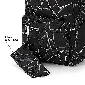 Choco Mocha Black Marble Backpack for Girls Travel School Backpack 17 Inch