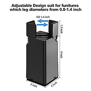xiskt Bed Risers Adjustable 4 Inch Furniture Risers with Screw Clamp, Heavy Duty Risers for Chair Desk Sofa Tables Couch, Fit Furniture Legs Diameter from 0.8''–1.4'' Lifts up to 20,000 lbs (4 Pack)