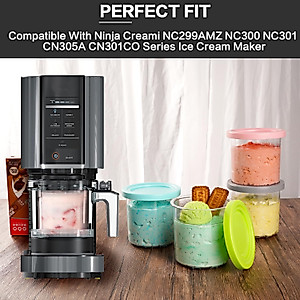 QUSTIOS Ice Cream Pints, 6 Pack Containers with Lids Replacements for Ninja Creami Pints, Compatible with NC301 NC300 NC299AMZ Series Ice Cream Maker, Dishwasher Safe & Leak Proof Creami Containers