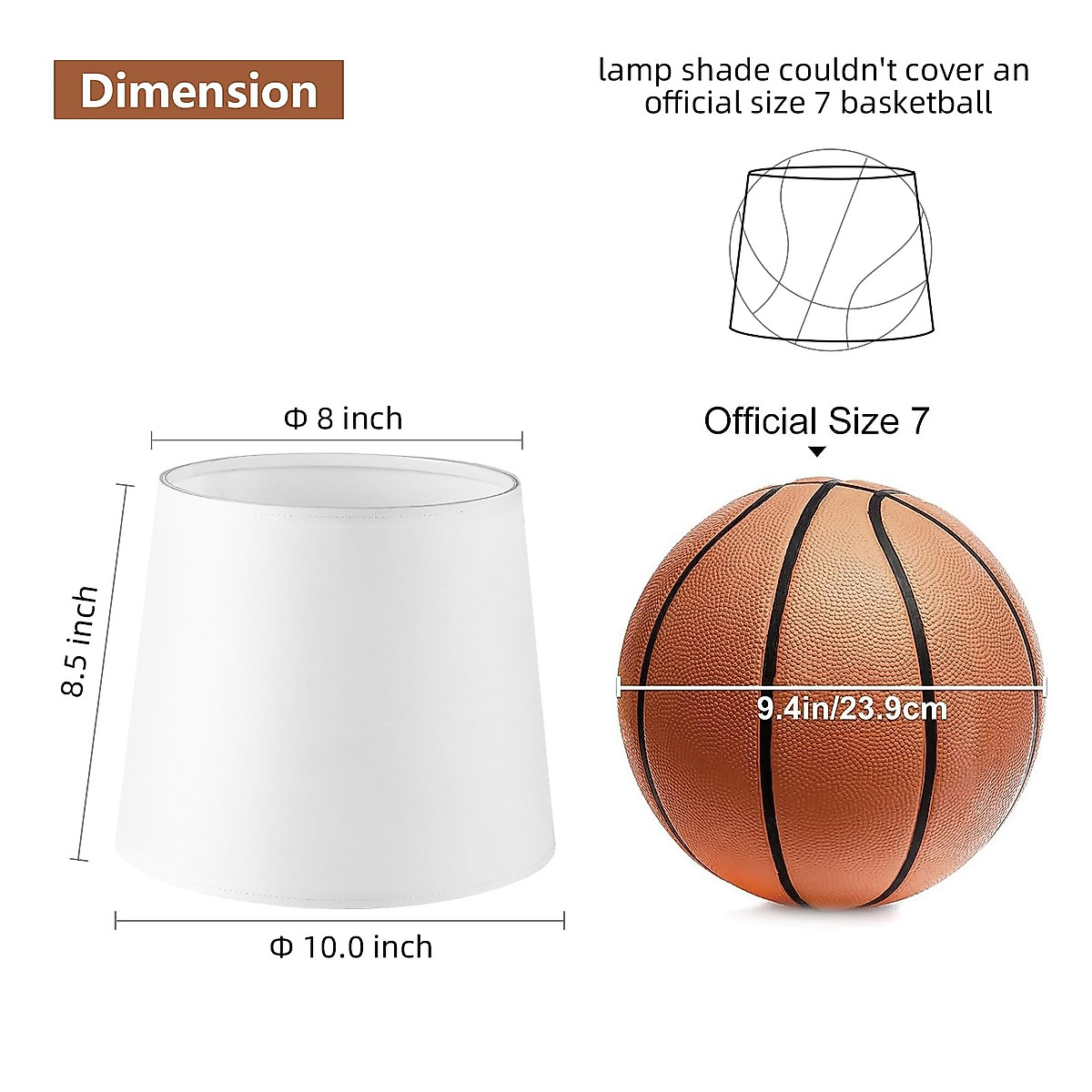 Set of 2 Double Medium Lamp Shades, White Drum Lamp Shade for Table Lamp and Floor Light, Fabric Natural Linen Handmade, 8x10x8.5 inch, Spider (White)