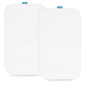 100% Cotton Bassinet Sheets Fit for AirClub Bassinet Bedside Sleeper and Newton Baby Bassinet & Bedside Sleeper, 2 Pack, Breathable and Soft Fitted Sheet for Baby, White
