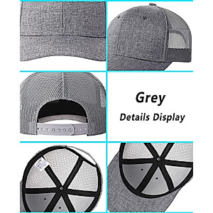 TSSGBL 2 Pack Snapback Mesh Trucker Hat Plain Summer Cool No-Logo Ball Caps for Men,Adjustable Blank Trendy Work Baseball Cap Black Grey