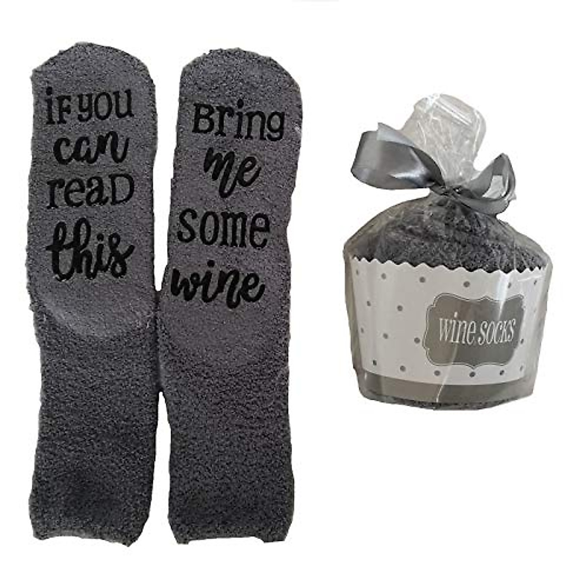 Unisex Cotton Socks If You Can Read This Bring Me Coffee Wine Beer Tea Tacos Socks Funny Novelty Socks Great Gift for Men Women Game Lovers (Y-DG-Wine-Grey)