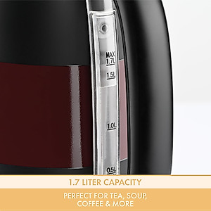 Warner Brothers Harry Potter 1.7L 1500W Electric Kettle by Select Brands - Features Water Window, Auto Shut Off, Boil Dry Protection, 360 Degree Rotating Base, Black and Gold, WBH-677KE