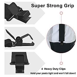 KRICJYH Black Suspenders for Men Heavy Duty Big and Tall Clips Wide X-back Adjustable Braces Formal Utility Work Suspenders