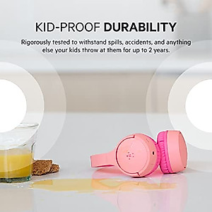 Belkin SoundForm Mini - Wireless Bluetooth Headphones For Kids with Built In Microphone - On-Ear Earphones for iPhone, iPad, Fire Tablet & more - Pink
