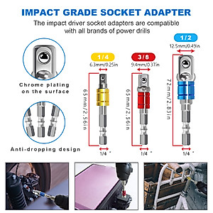 Flexible Drill Bit Extension Set 19pcs - Include 1/4 3/8 1/2" Universal Socket Adapter, Drill Bit Holder Extension, Hex Shank 105° Right Angle Drill Attachment, Bendable Extension, Screwdriver Bit Set