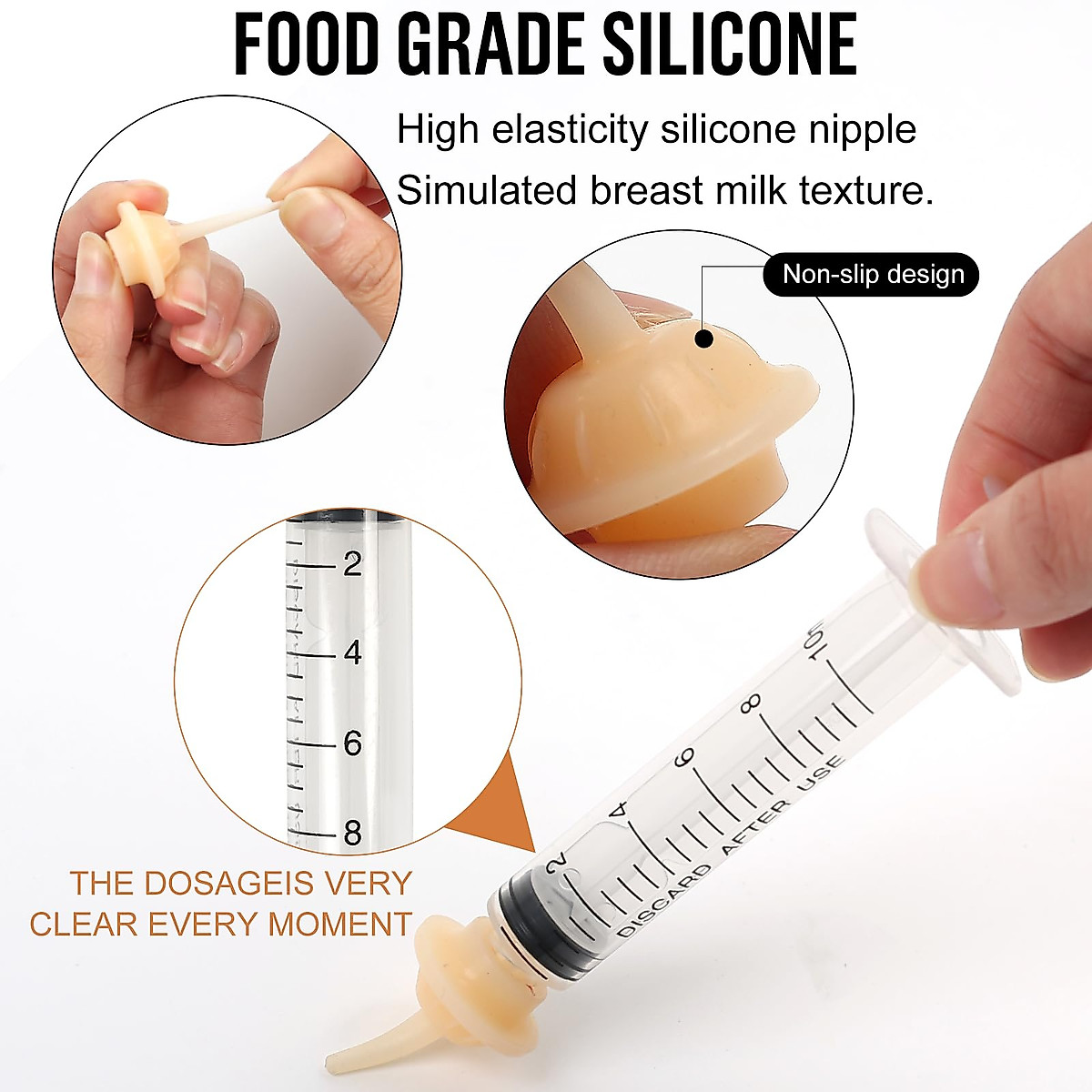 CZTNNZK Silicone Material Kitten Nipples for Nursing, Reusable Kitten Syringe for Feeding,Silicone Pacifier Suitable for Kittens, Puppies and Wild Animals. (Small)