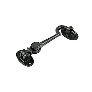 Renovators Supply Manufacturing Door Latch Lock 4.5 in. Black Wrought Iron Swivel Style Hook and Eye Latch for Door with Mounting Hardware