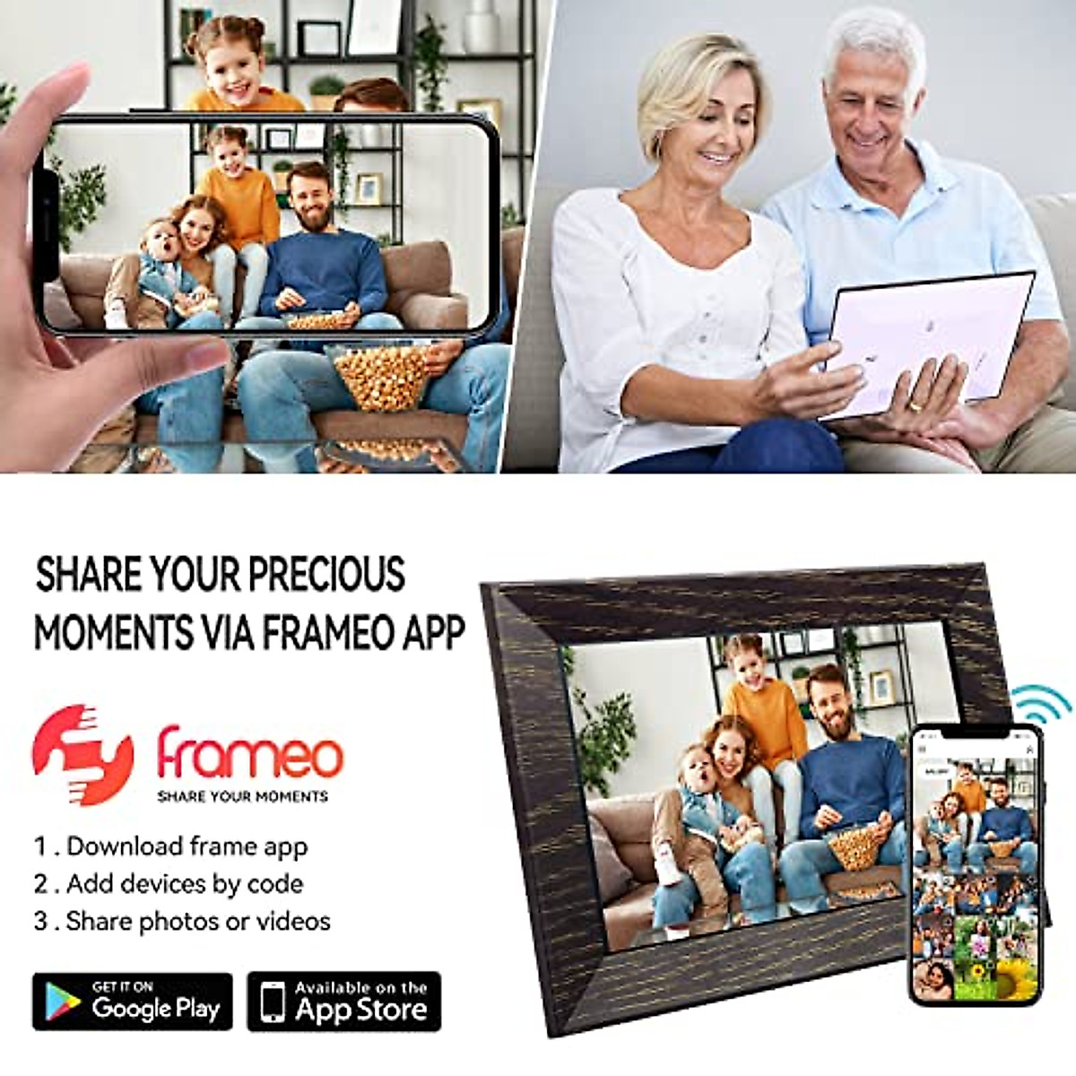 Digital Picture Frame 8 Inch Digital Photo Frame WiFi, 1280x800 IPS HD Touch Screen Smart Frame, 32GB Storage, Auto-Rotate, Wall Mountable, Share Photos/Videos Instantly via Frameo App from Anywhere