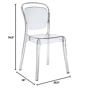 Modway Entreat Modern Acrylic Kitchen and Dining Room Chair in Clear - Fully Assembled