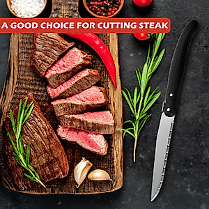 KITCHENTREND Knife Set, Steak Knives Set of 6, 6 Pcs Steak Knife Set Dishwasher Safe Knife Set, New Laguiole Premium serrated knife set, knives Set for Kitchen (Black)