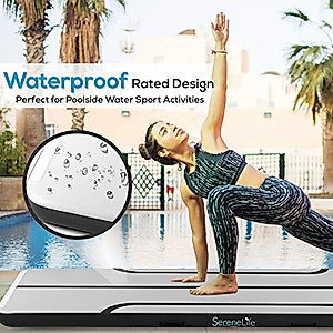 SereneLife Gymnastics Inflatable Air Tumbling Mat - 9.8 Ft Outdoor/Home Indoor Gymnastics Mat Air Tumbling Mat Track - Floor Tumble Track Mats For Gymnastics, Yoga, Cheerleading - (Black)