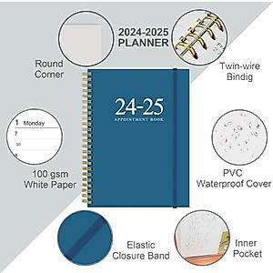 2024-2025 Appointment Book & Planner - A5 2024-25 Daily Hourly Planner from July 2024 - June 2025, Weekly Appointment Book with 30-Minute Interval, Medium 6.4" x 8.5", Dark Blue