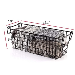Granrosi Wire Baskets For Storage Pantry Baskets, Set of 2 Wire Storage Baskets, Wire Baskets for Organizing, Large Wire Basket, Kitchen Organization Baskets, Metal Basket for Storage - L - Bronze