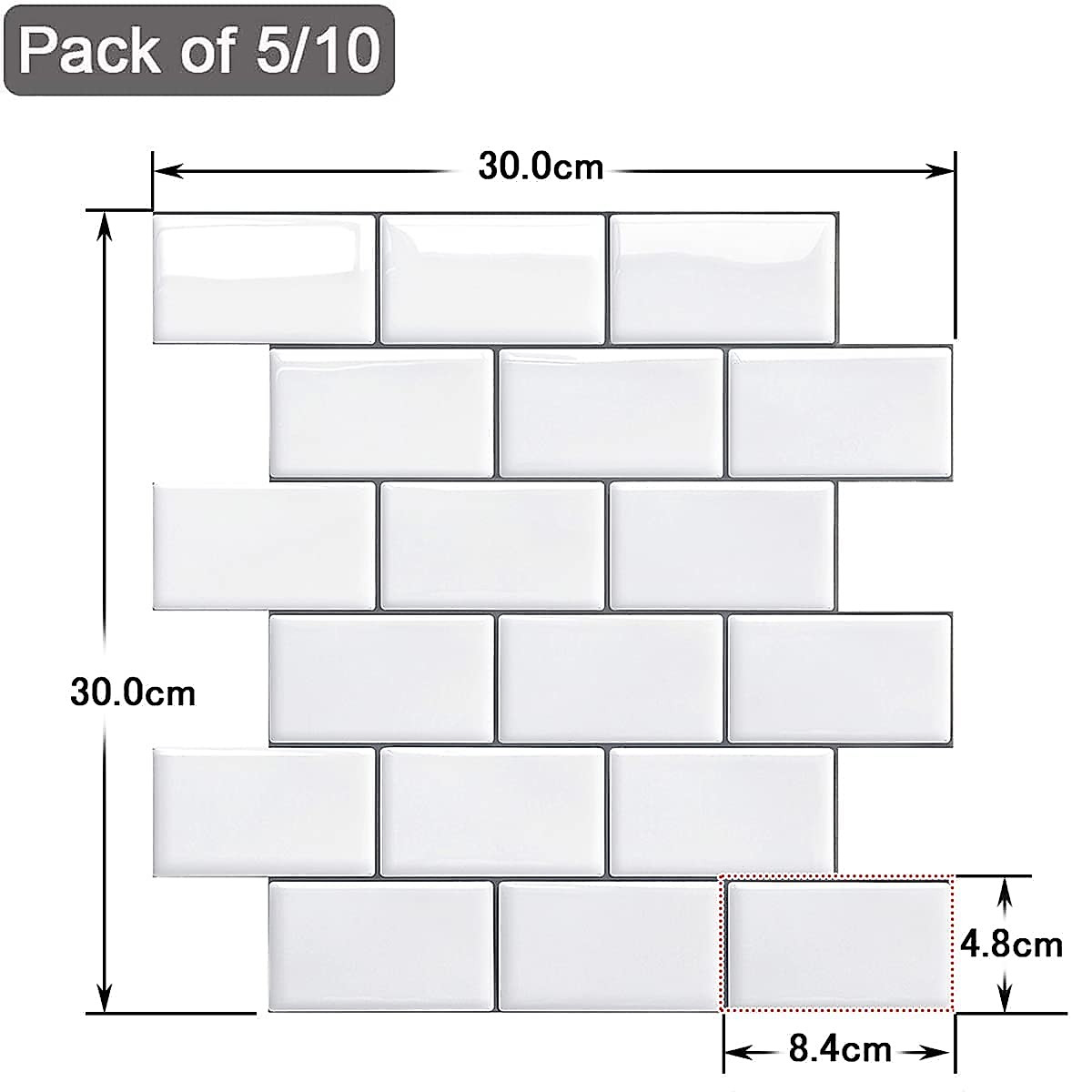 Yoillione Peel and Stick Backsplash for Kitchen: Self Adhesive Wall Tiles for Bathroom - Vinyl White Thick Back Splash Tile