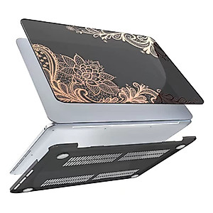 SDH for MacBook Air 13-inch 2020 Protective case, MacBook Air 13-inch A2337 M1 A2179 A1932 with Retina, New Technology Bronzing Laptop case and Keyboard Cover, black Rose Gold lace 1