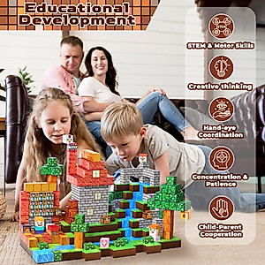 Magnetic Blocks-150PCS Grassland Magnetic Building Blocks Set, Kids Classroom Sensory Toy for Toddlers STEM Learning, Construction Stacking Toy for Kids 3+ Boys and Girls Christmas Birthday Gifts