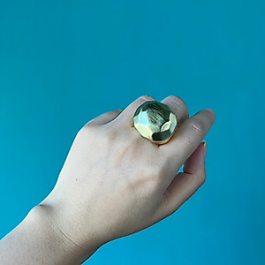 Mytys Gold Rings for Women 18K Gold Plated Band Rings Chunky Statement Ring Gift (Gold 3, 7)