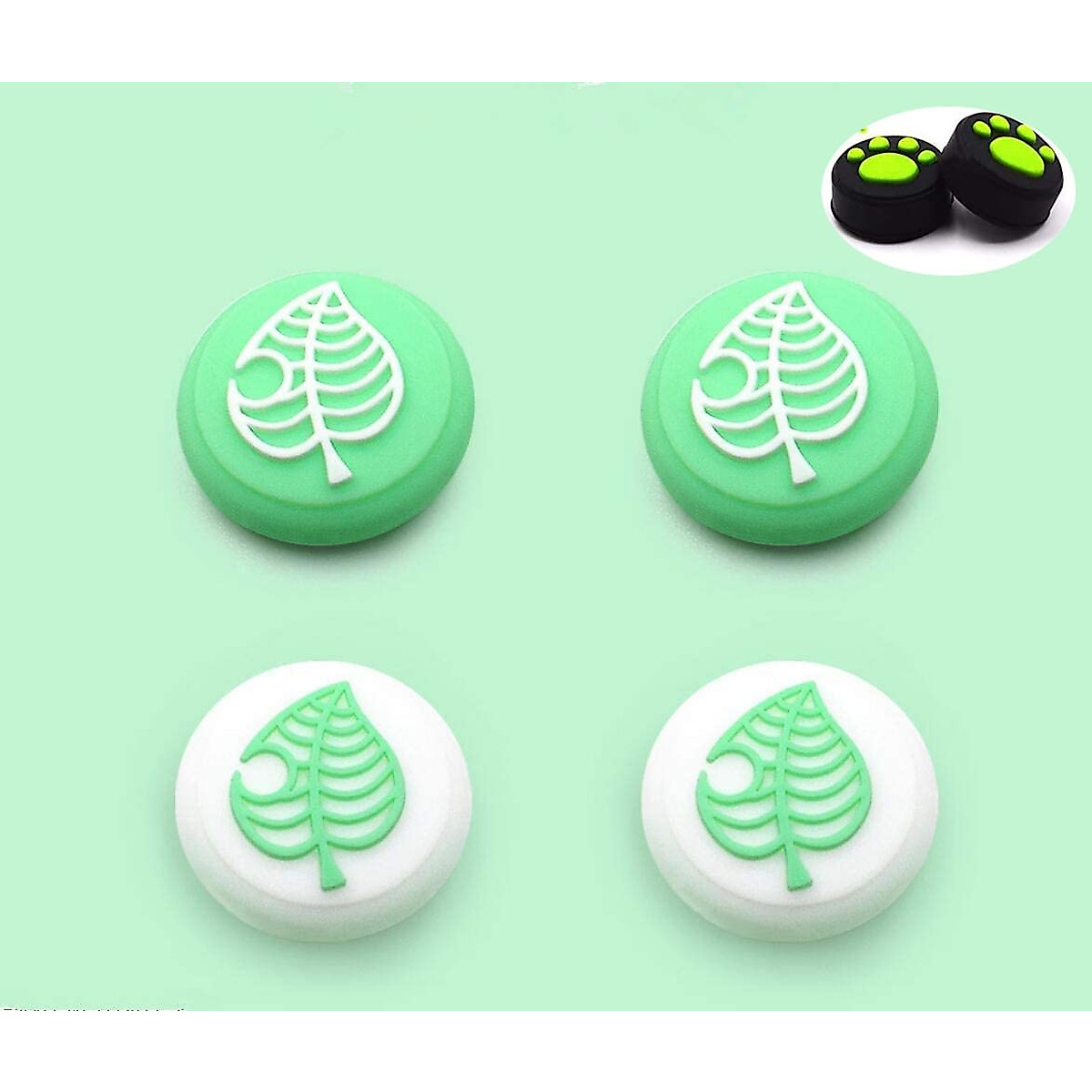 6PCS Silicone Cute Thumb Grip Caps Cover Ergonomic Joystick Caps Analog Thumb Stick Caps for Switch NS Joy Con/Switch Lite Controller-Leaves