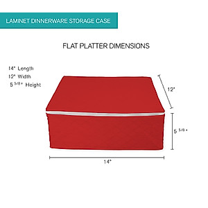 LAMINET 6 Piece Quilted Dinnerware Storage Starter Set - Includes 4 Plate Cases, 1 Cup Case & Platter Case - RED