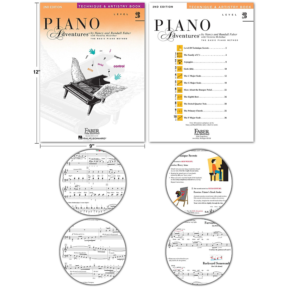 Piano Adventures Level 2B Learning Set By Nancy Faber - Lesson, Theory, Performance, Technique & Artistry Books & Juliet Music Piano Keys 88/61/54/49 Full Set Removable Sticker
