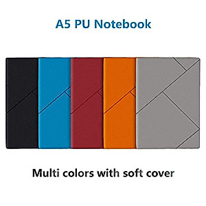 EMITEC Leather Composition Journal Notebook - Classic A5 Wide Ruled Writing Subject Notepad Colorful Hardcover Travel Diary Journals Notebook for Students 100 Sheets/Random Color Set of 3