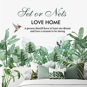 Generic Tropical Leaves Wall Decals Removable Toucan Wall Stickers for Living Room Kids Room Bedroom Playroom TV Wall Decor