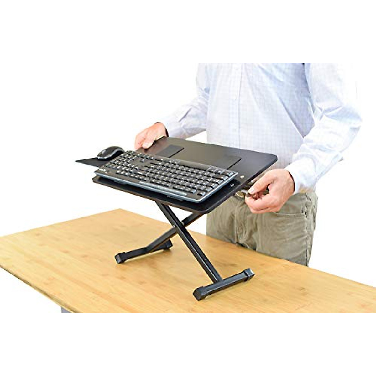 KT3 Ergonomic Computer Keyboard Stand Adjustable Height Angle Negative Tilt for standing up raise keyboards to standing height sit stand up on desk riser holder tray platform lift above desk black