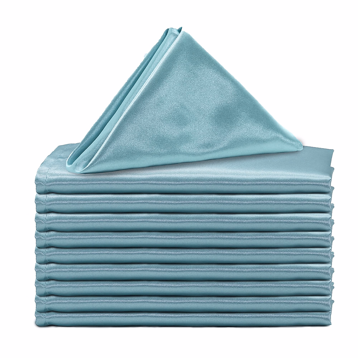 YOUR CHAIR COVERS - 20 inch Satin Washable Oversized Cloth Napkins, Hemmed Reusable Table Napkins for Restaurant, Dinner, Bistro, Wedding, Event, Parties, Kitchen - Turquoise (Pack of 10)