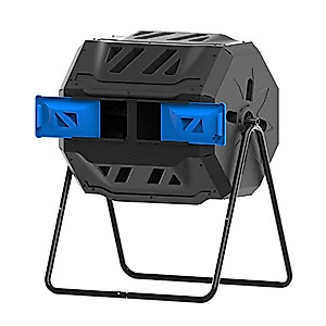 SQUEEZE master Compost Bin 43 Gallon Outdoor Tumbler composters Garden Tumbling or Rotating Compost Blue Door