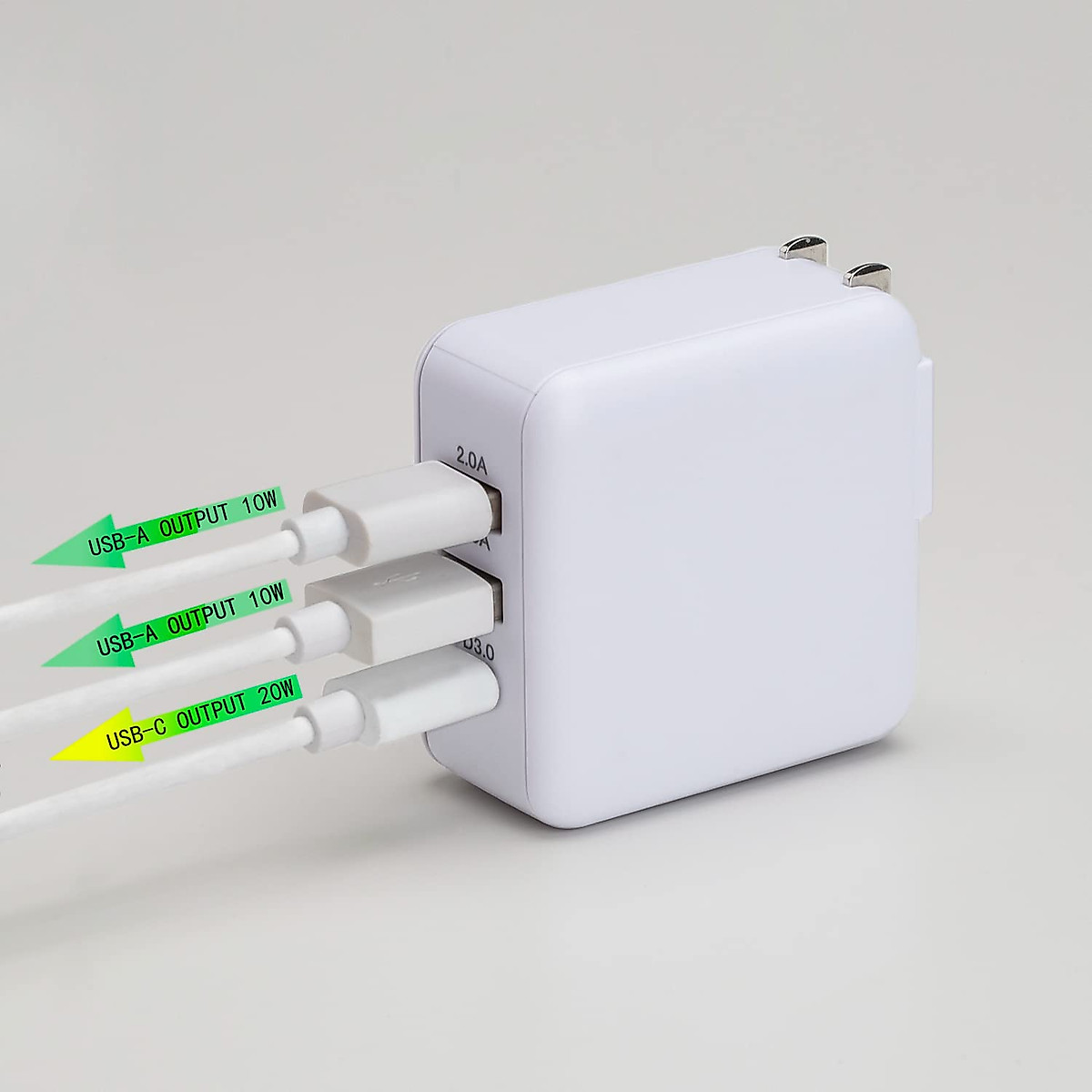 USB C Charger, 40W 3-Port Foldable Fast Charger PD Power Multiport Adapter Block for iPad, iPhone 15/14/13/12/11 Max Mini, Pixel Samsung Galaxy,Tablet, MacBook and More…