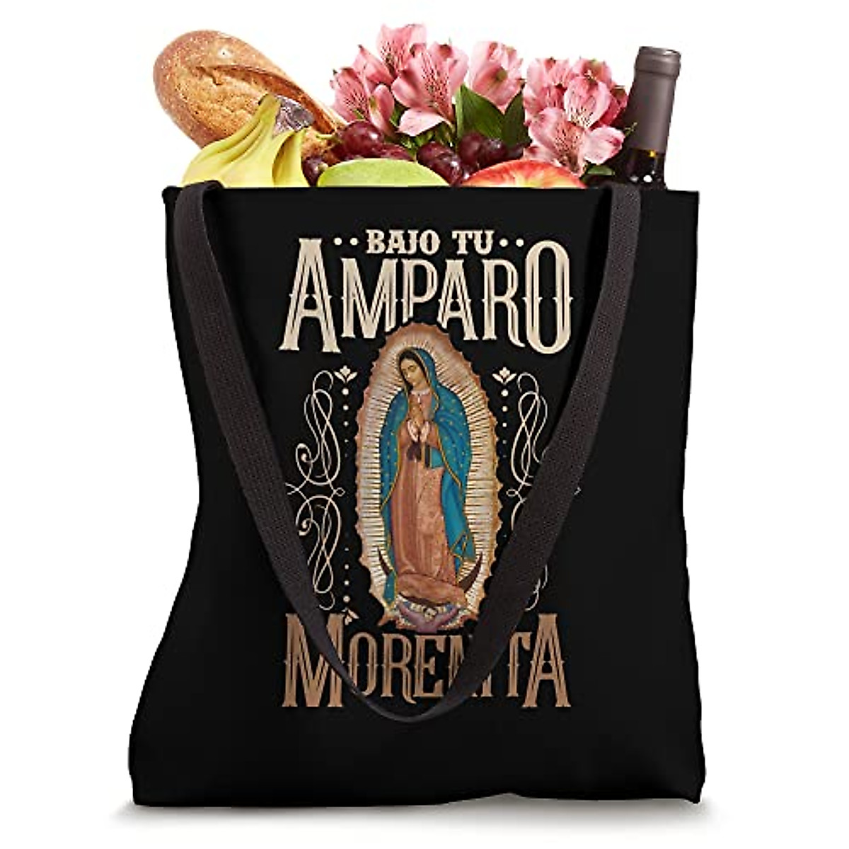 Bajo Tu Amparo Morenita. Virgen de Guadalupe diseño vintage Tote Bag