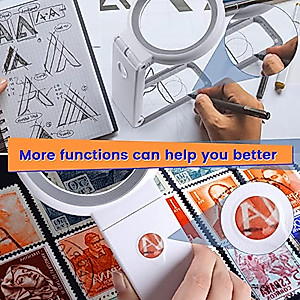 AIXPI 30X 10X Magnifying Glass with Light and Stand, Large Lighted Magnifying Glass 18 LED Illuminated Handheld Magnifier Folding for Reading, Close Work, Coins, Jewelry, Macular Degeneration