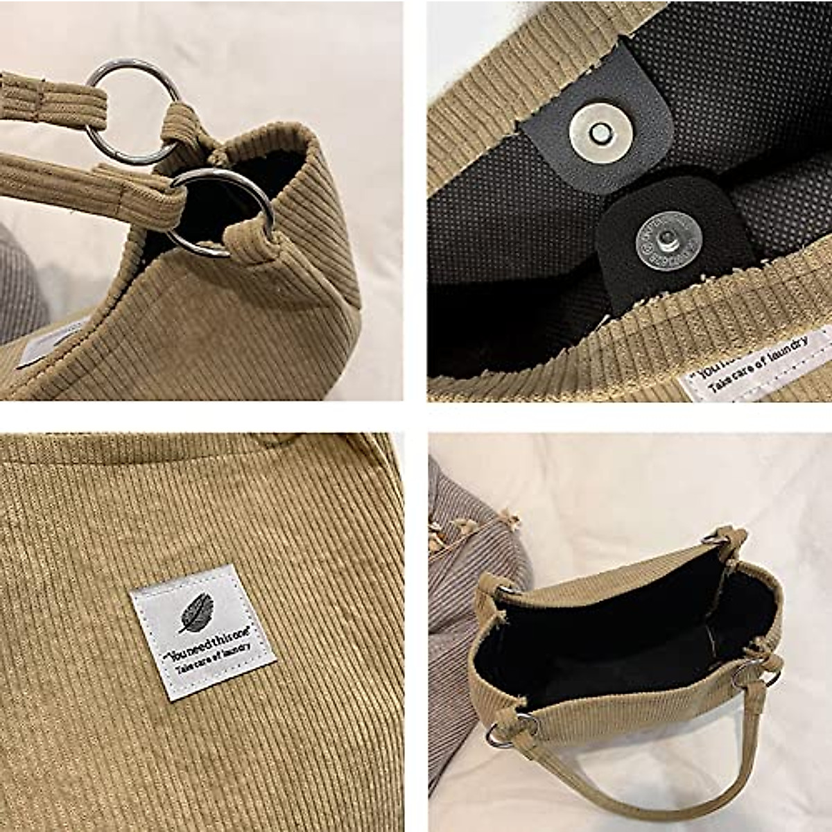 Corduroy Totes Bag Women's Shoulder Handbags Hobo Crossbody Purse Shopping Bag