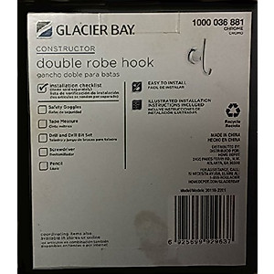 Glacier Bay Constructor Double Robe Hook in Chrome